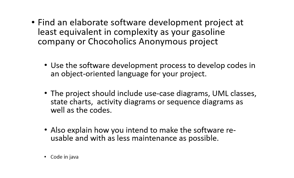 Solved Find an elaborate software development project at | Chegg.com