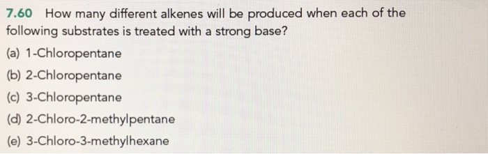 Solved 7.60 How many different alkenes will be produced when | Chegg.com