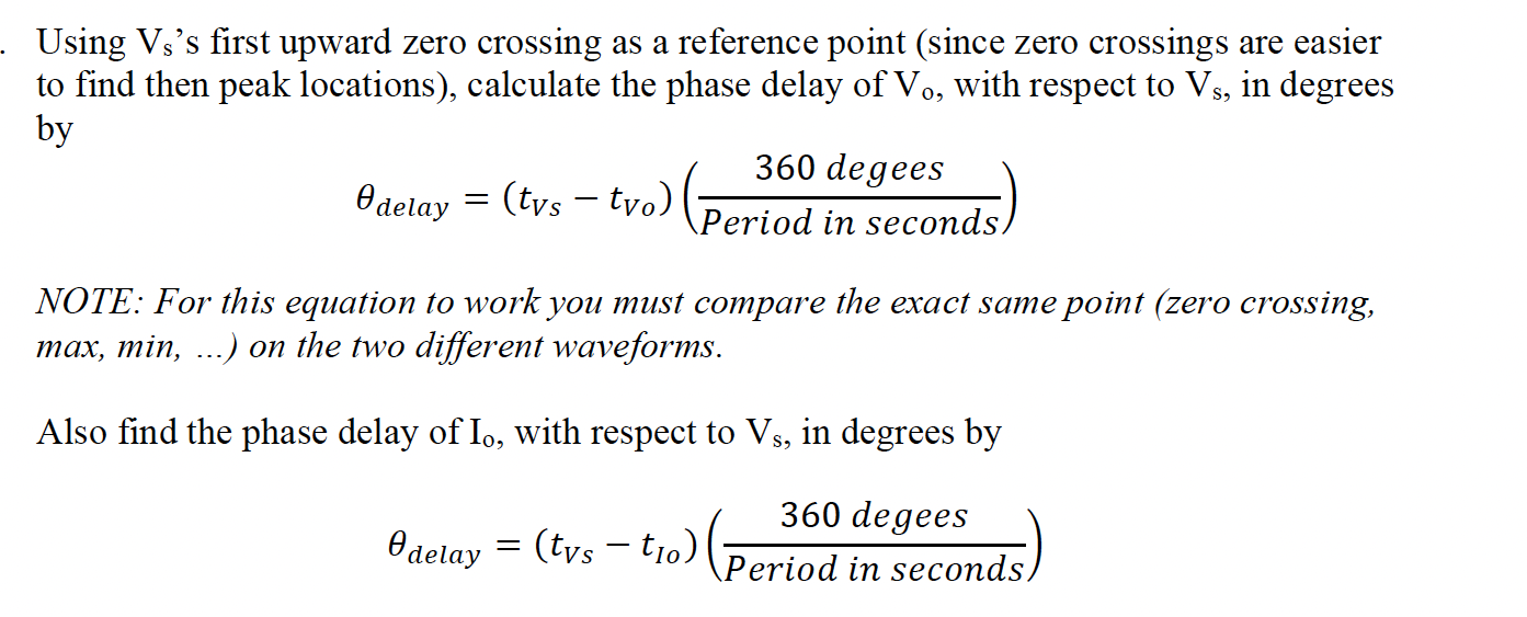 Using Vs 's first upward zero crossing as a reference | Chegg.com