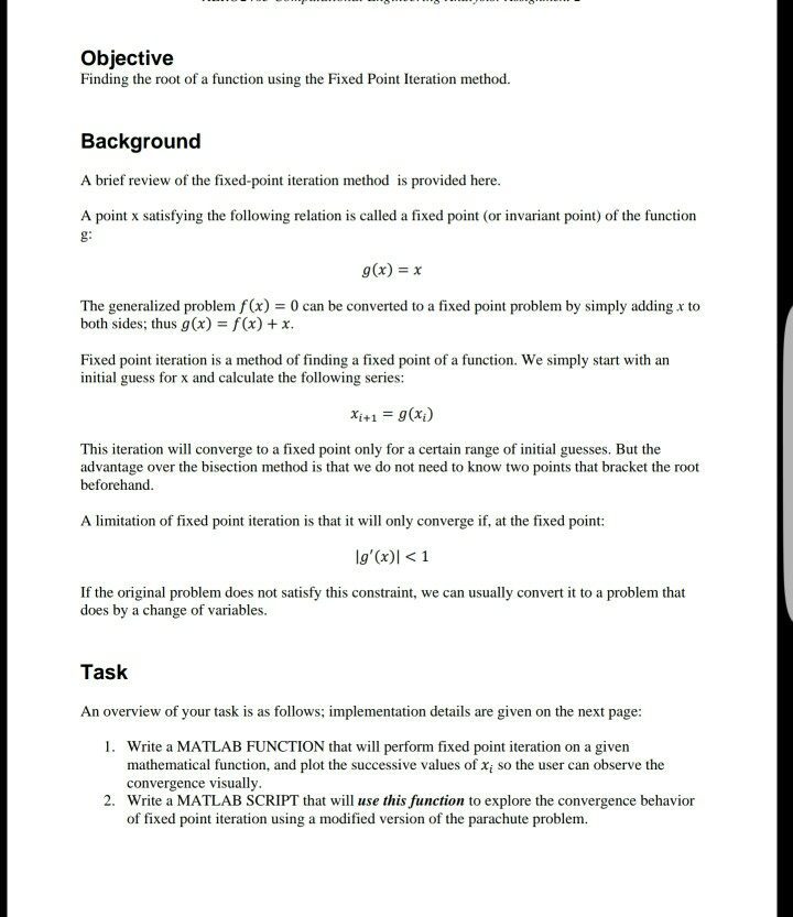Solved Objective Finding the root of a function using the | Chegg.com