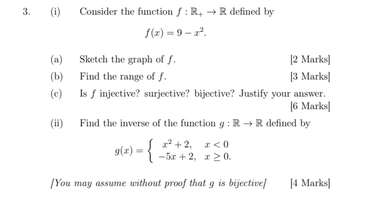 Solved 3. (i) Consider the function f :Rt + R defined by | Chegg.com