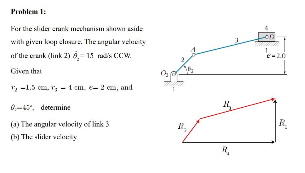Solved For the slider crank mechanism shown aside with given | Chegg.com