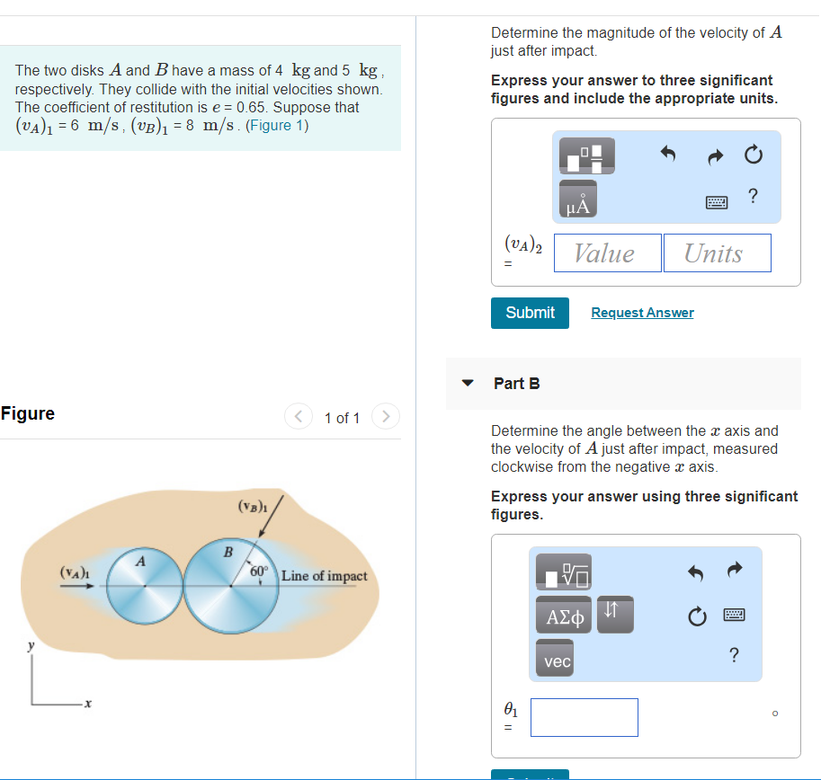 Solved The two disks A and B have a mass of 4 kg and 5 kg | Chegg.com