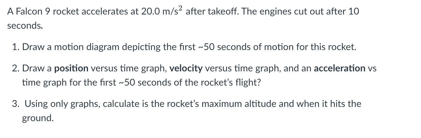 Solved A Falcon 9 rocket accelerates at 20.0 m/s2 after | Chegg.com