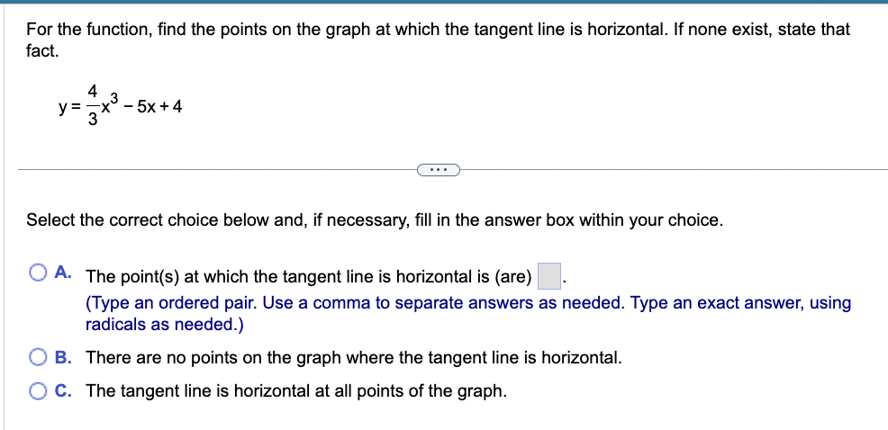 Solved For the function, find the points on the graph at | Chegg.com