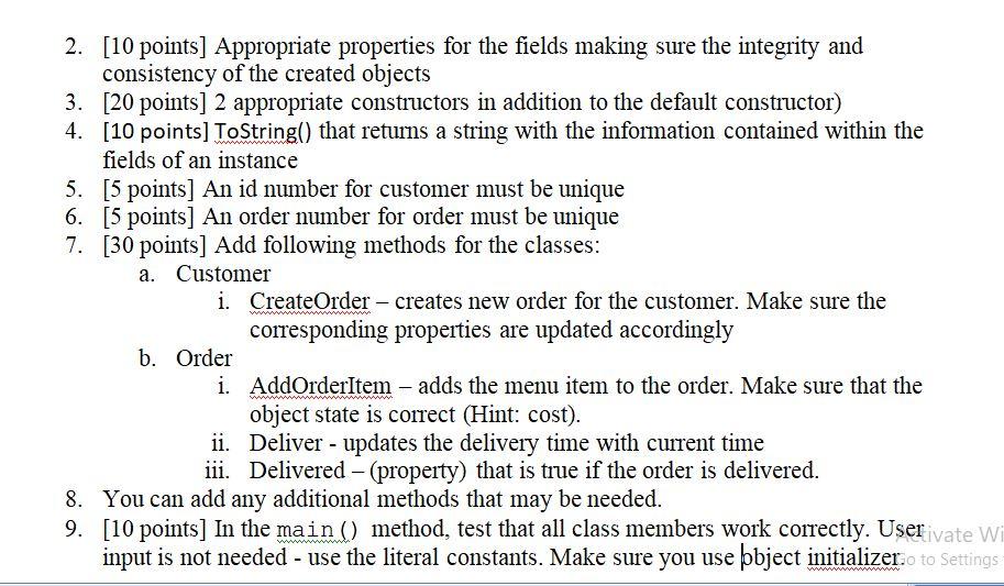 Solved Create the following classes in the class library | Chegg.com