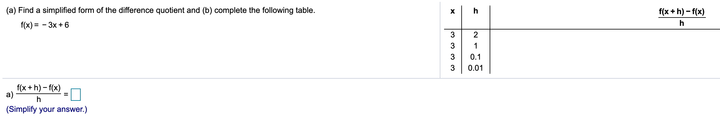 Solved 3 a) Find the simplified form of the difference | Chegg.com
