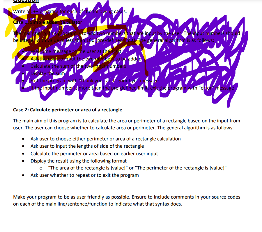 Solved Case 2: Calculate perimeter or area of a rectangle | Chegg.com