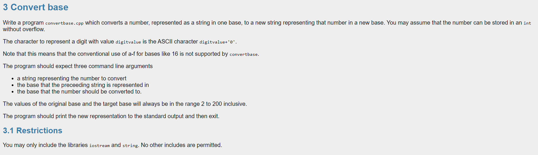 Solved 3 Convert base Write a program convertbase.cpp which | Chegg.com