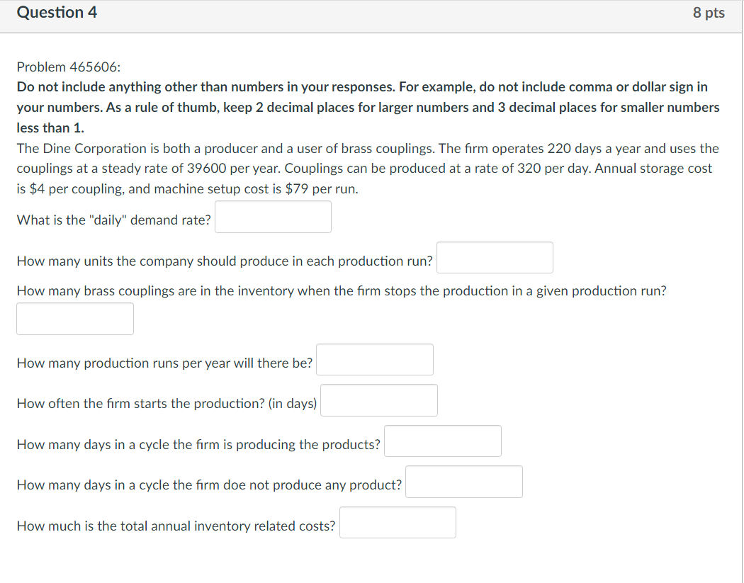 Solved Problem 465606: Do not include anything other than | Chegg.com