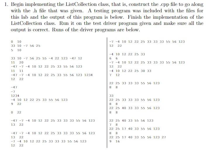 1. Begin implementing the ListCollection class, that | Chegg.com