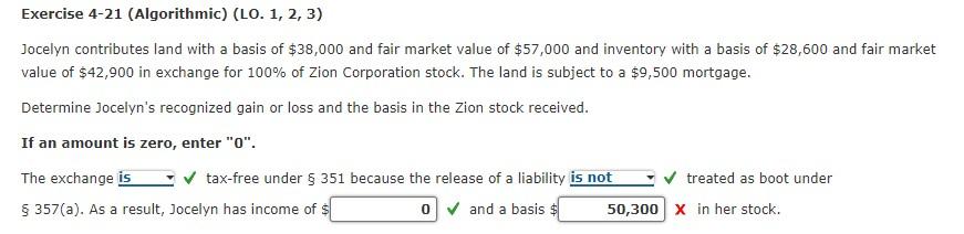 Solved Exercise 4-21 (Algorithmic) (LO. 1, 2, 3) Jocelyn | Chegg.com