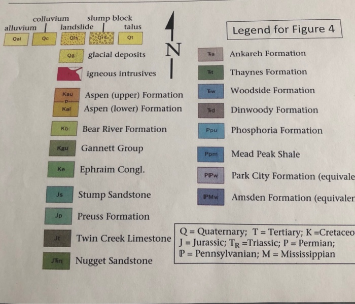 Solved colluvium slump block alluvium landslide talus Legend | Chegg.com