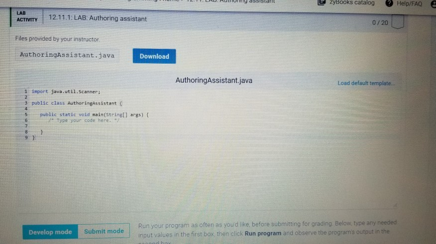E zyBooks catalog Help/FAQ LAB ACTIVITY 12.11.1: LAB: | Chegg.com