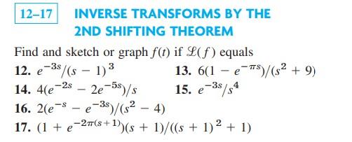 Solved INVERSE TRANSFORMS BY THE 2ND SHIFTING THEOREM Find | Chegg.com