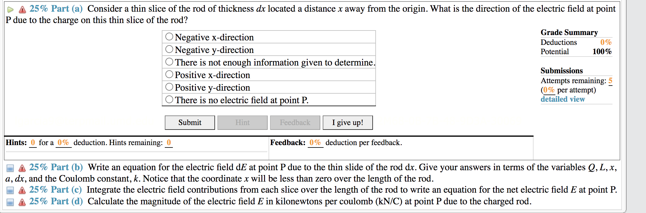 Solved (8\%) Problem 10: A uniformly charged rod of length | Chegg.com