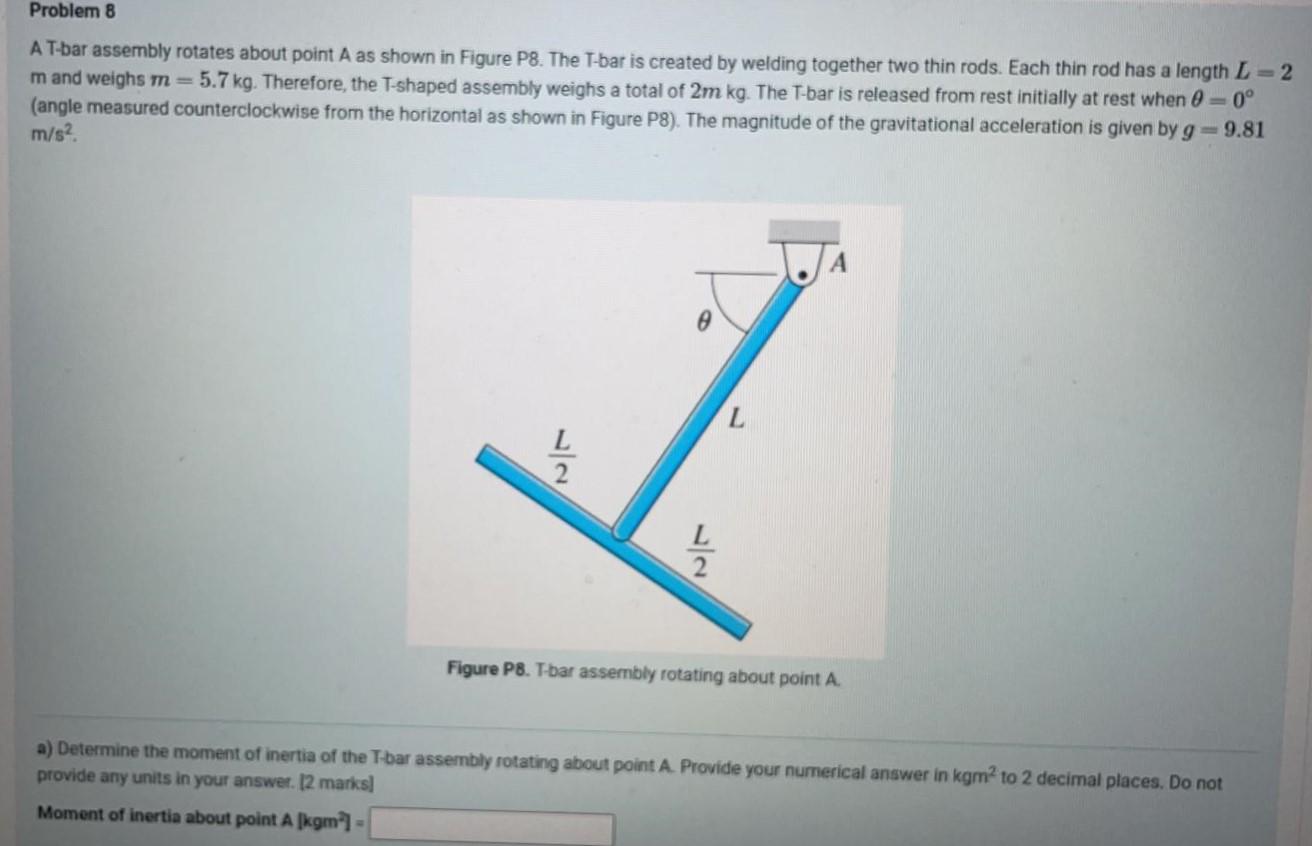 Solved Problem 8 A T-bar assembly rotates about point A as | Chegg.com