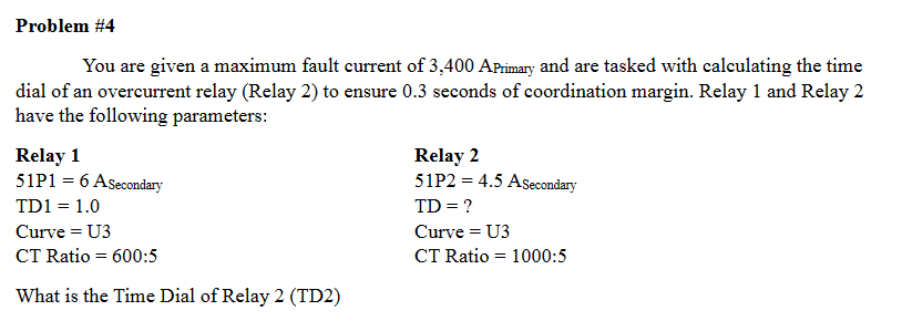 Solved Problem #4You are given a maximum fault current | Chegg.com