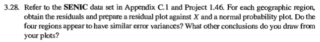 3.28. Refer to the SENIC data set in Appendix C.1 and | Chegg.com