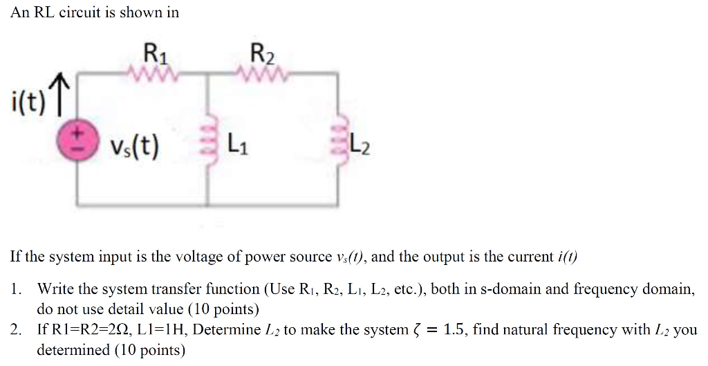 Solved An RL circuit is shown in R1 R2 ist) ↑ vs(t) L1 L2 If | Chegg.com