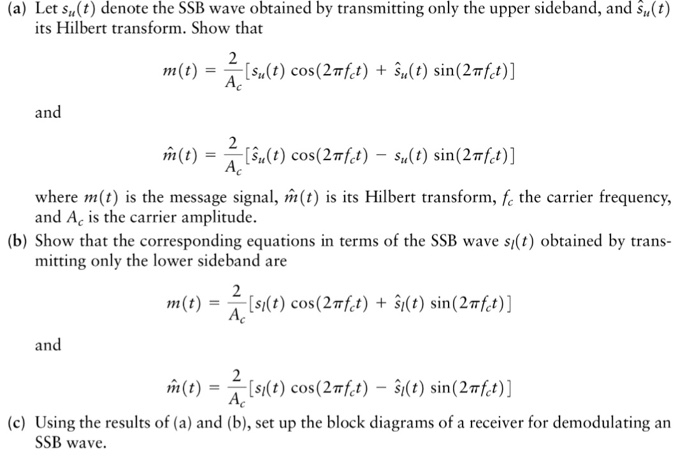 Solved (a) Let s,(t) denote the SSB wave obtained by | Chegg.com