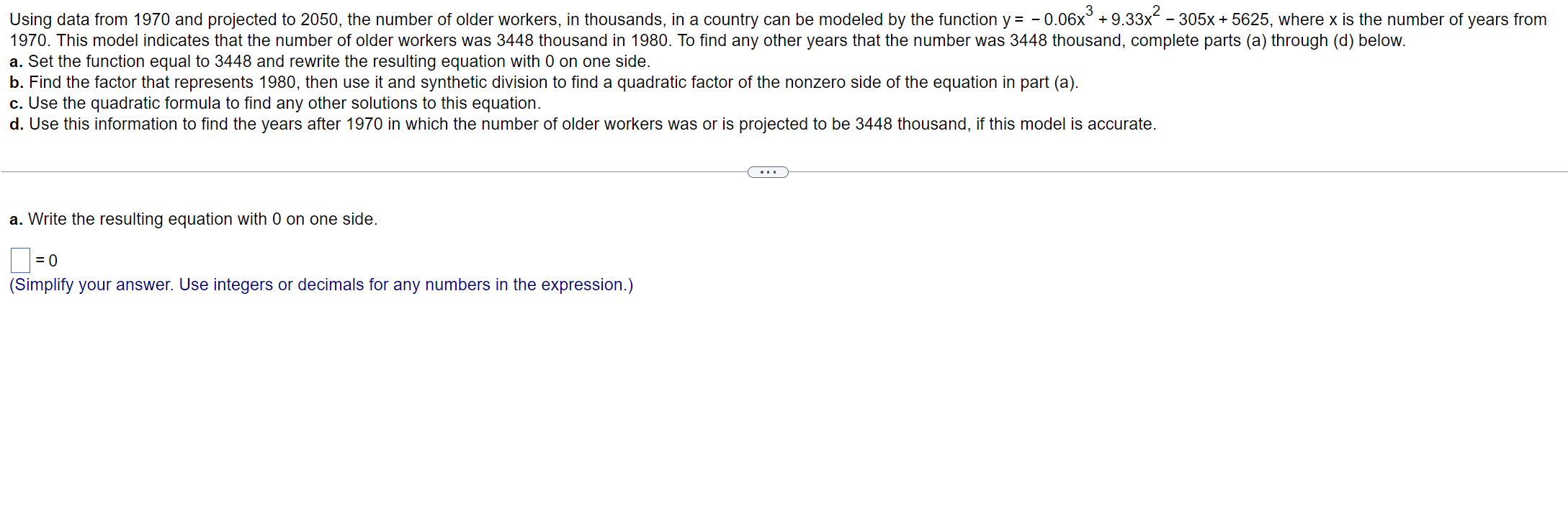Solved a. ﻿Set the function equal to 3448 ﻿and rewrite the | Chegg.com