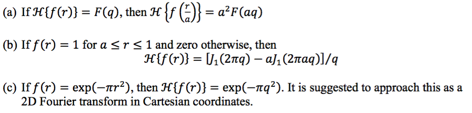 Solved Fourier Transforms Derive the following Hankel | Chegg.com