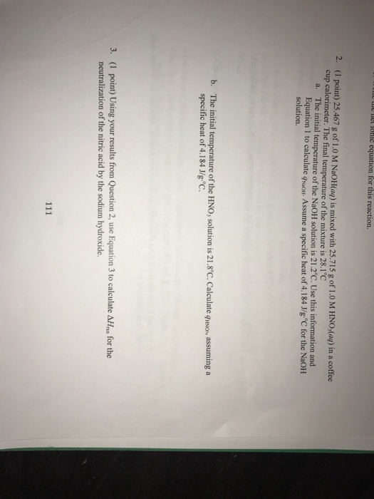 Solved t uic lel T8HIC equation for this reaction. 2. (1 | Chegg.com