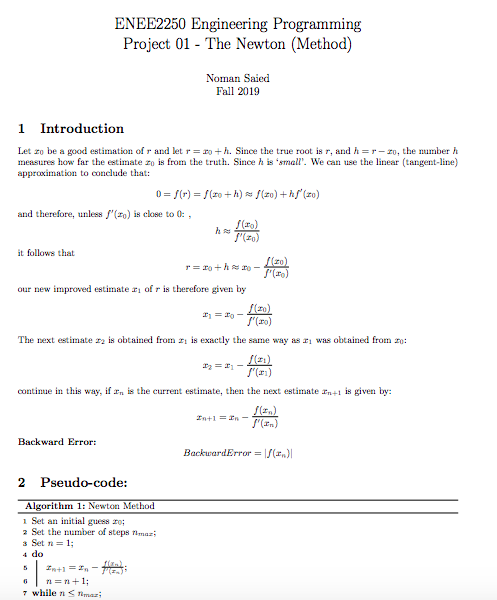Solved ENEE2250 Engineering Programming Project 01 - The | Chegg.com