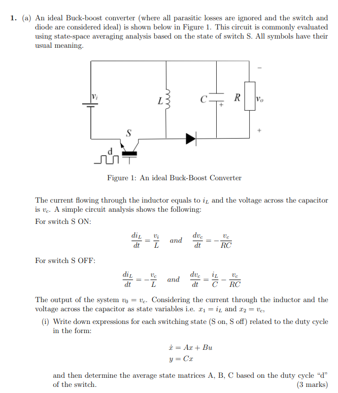 Solved 1. (a) An ideal Buck-boost converter (where all | Chegg.com