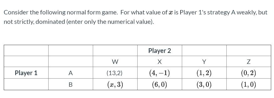 Solved Consider the following normal form game. For what | Chegg.com