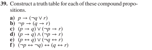 Solved 39. Construct a truth table for each of these | Chegg.com