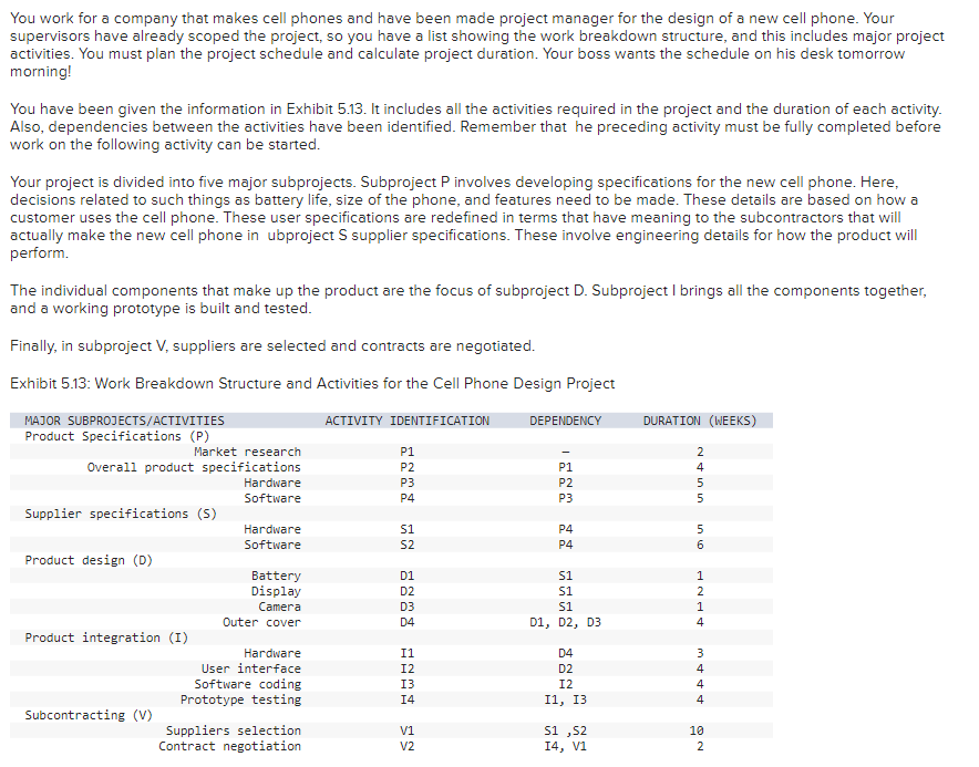 Solved You work for a company that makes cell phones and | Chegg.com