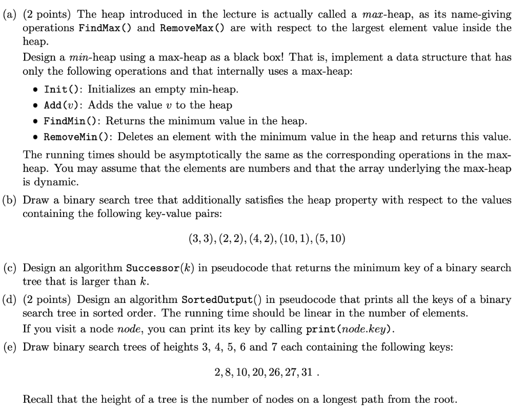 Solved Heap And Binary Search Tree Please Explain 