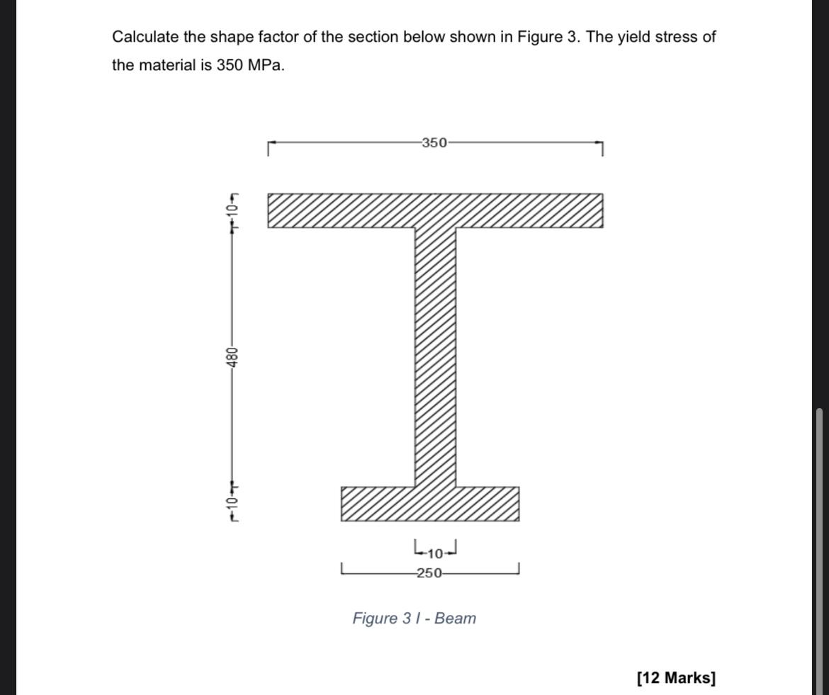 Solved Calculate the shape factor of the section below shown | Chegg.com