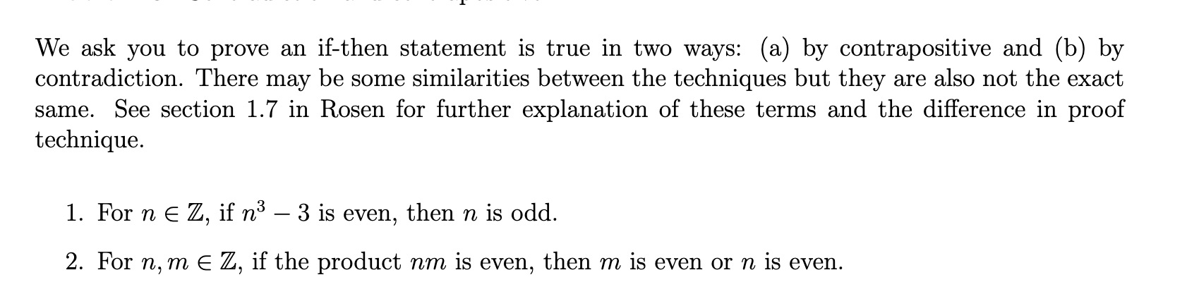 Solved We ask you to prove an if-then statement is true in | Chegg.com