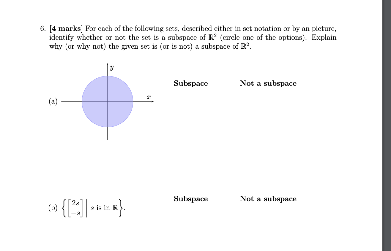 Solved 6. [4 marks] For each of the following sets, | Chegg.com