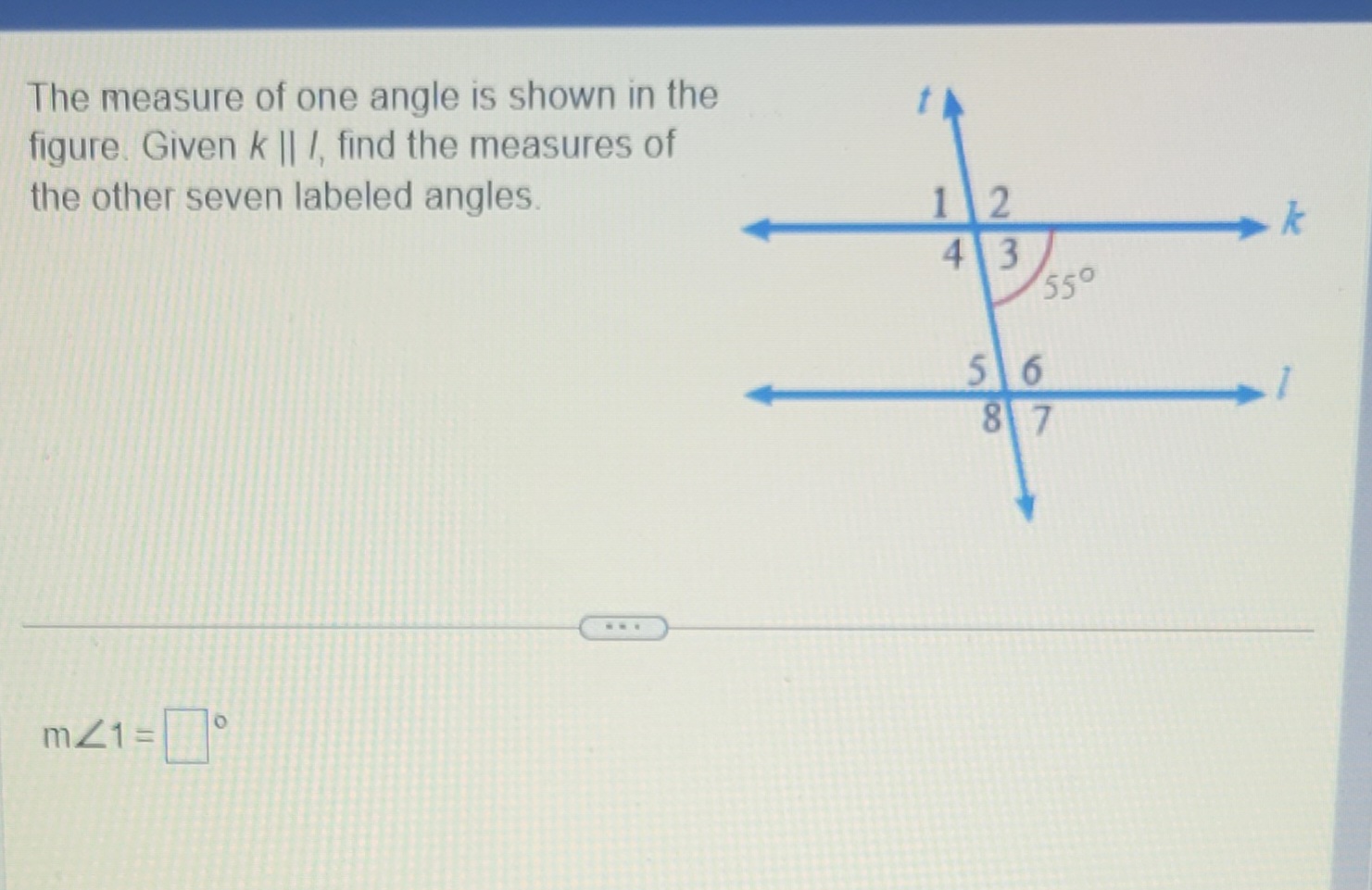Solved The measure of one angle is shown in thefigure. Given | Chegg.com