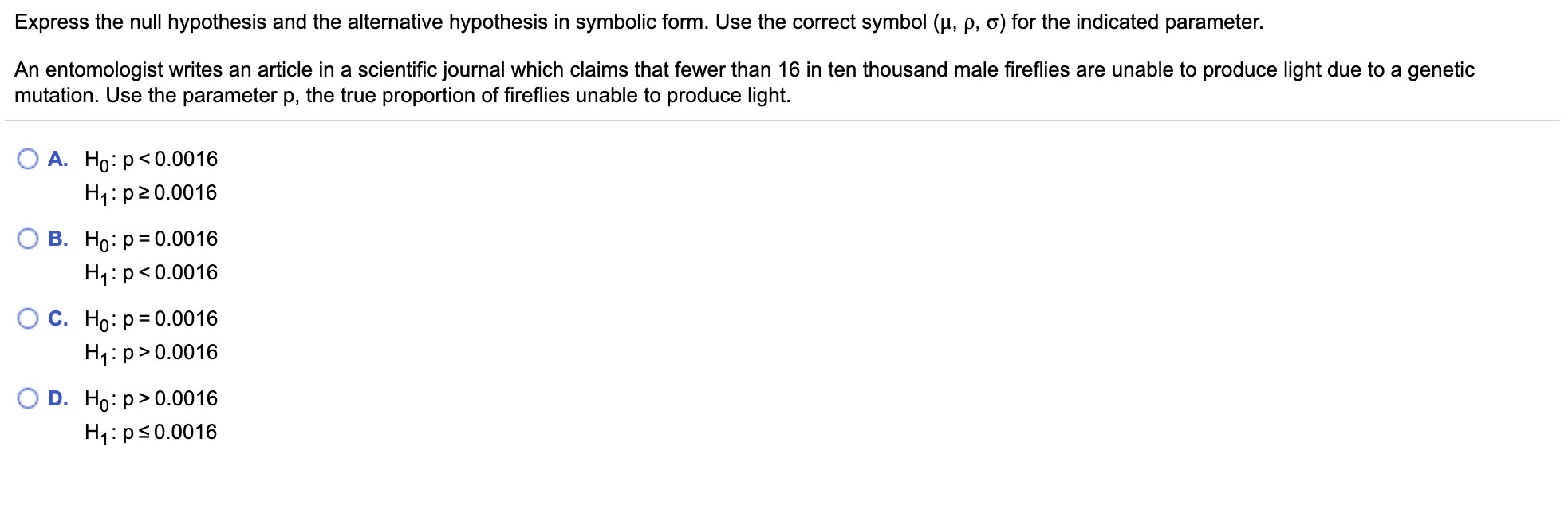 Alternate Hypothesis Symbol