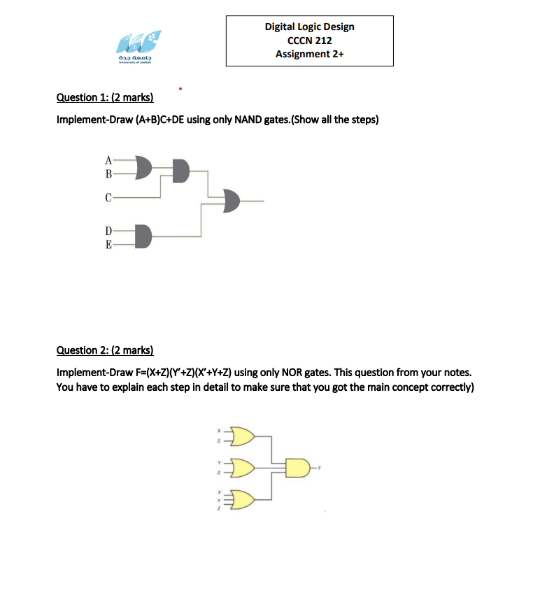 Solved Question 1: (2 marks) Implement-Draw (A+B)C+DE using | Chegg.com Solved Question 1: (2 marks) Implement-Draw (A+B)C+DE using | Chegg.com