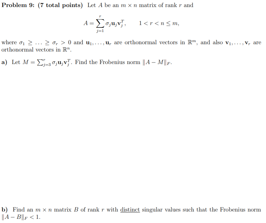 Solved Problem 9: (7 total points) Let A be an m x n matrix | Chegg.com