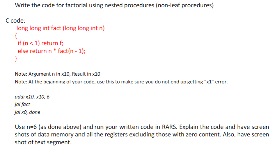 Solved Write The Code For Factorial Using Nested Procedures 1824