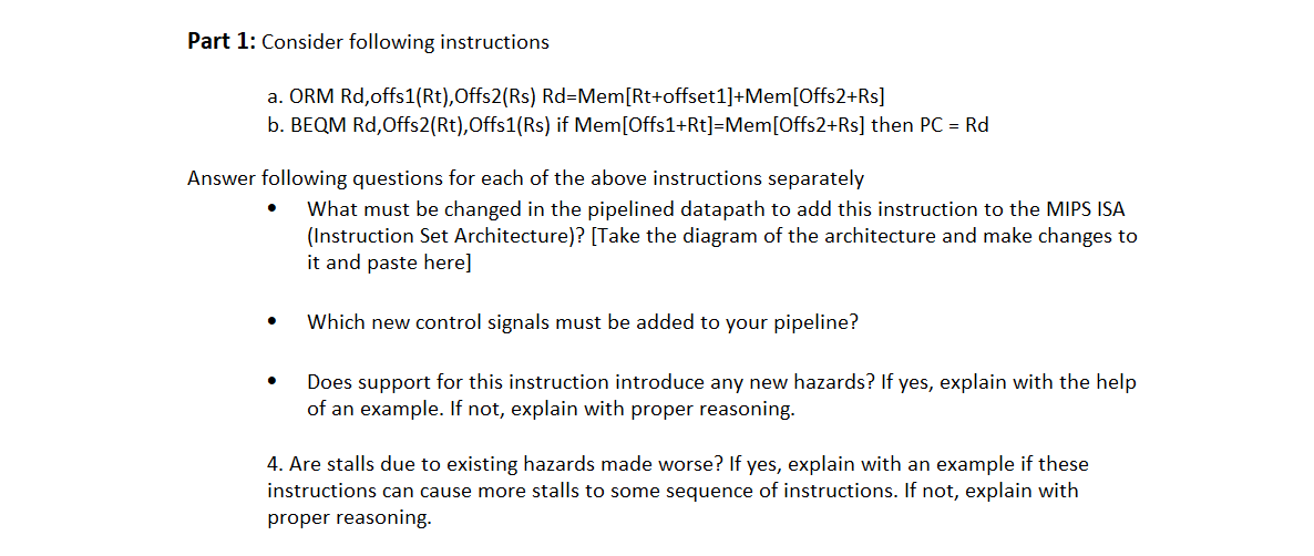 Part 1: Consider following instructions a. ORM | Chegg.com