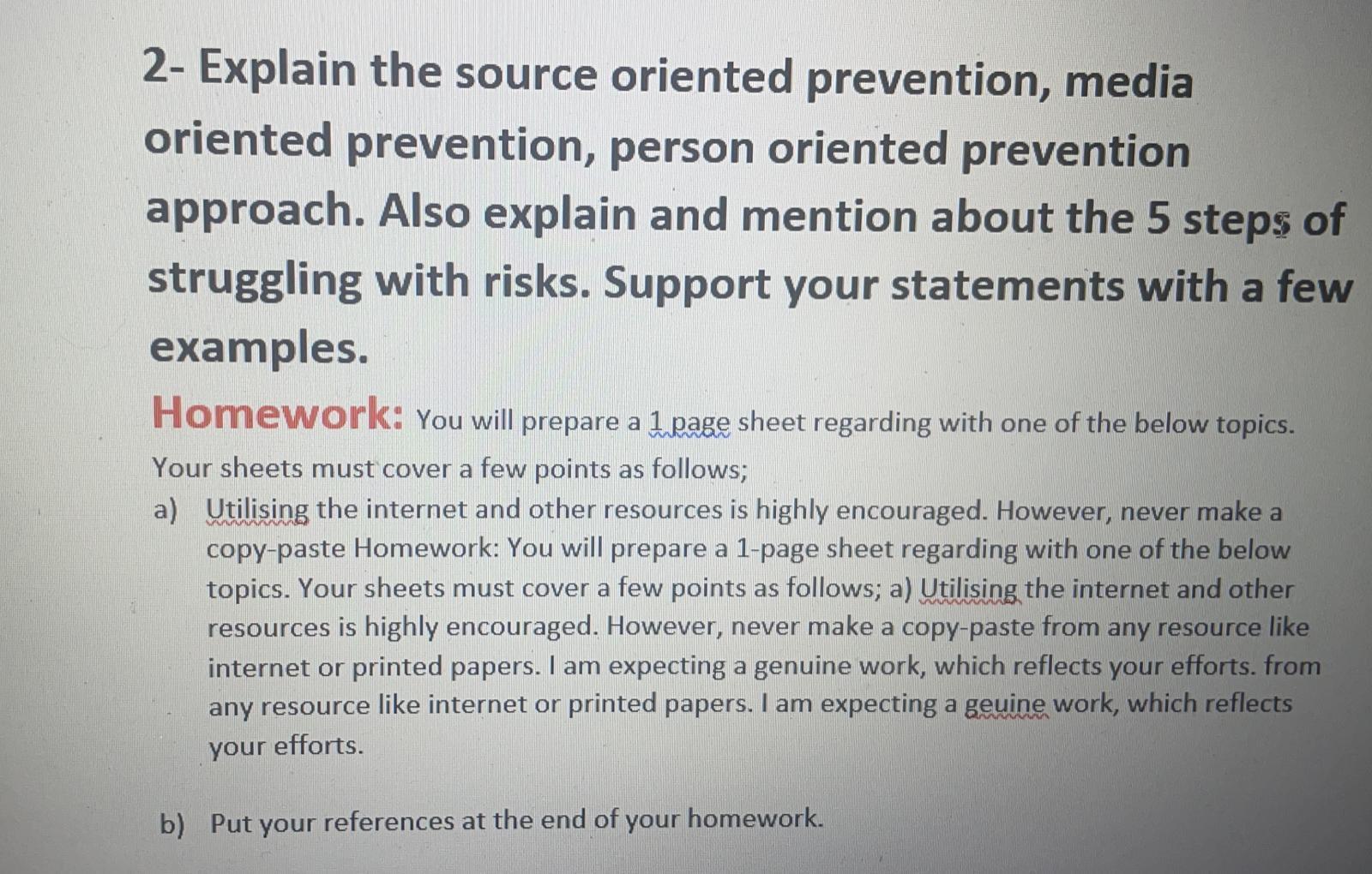 a 2- Explain the source oriented prevention, media | Chegg.com