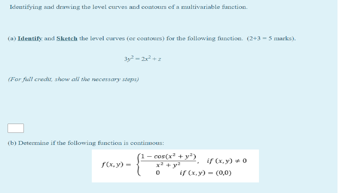 Solved Identifying and drawing the level curves and contours | Chegg.com