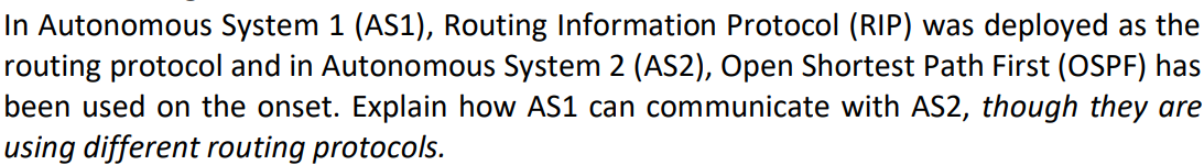 Solved In Autonomous System 1 (AS1), Routing Information | Chegg.com