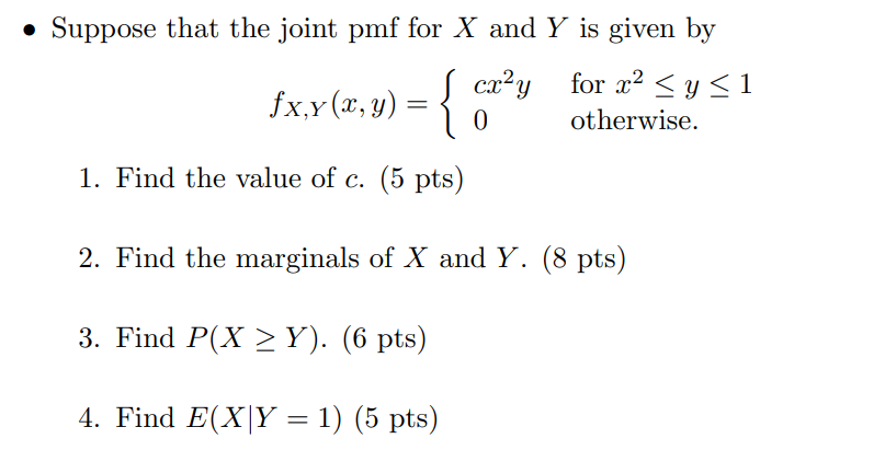 Solved Suppose that the joint pmf for X and Y is given by | Chegg.com