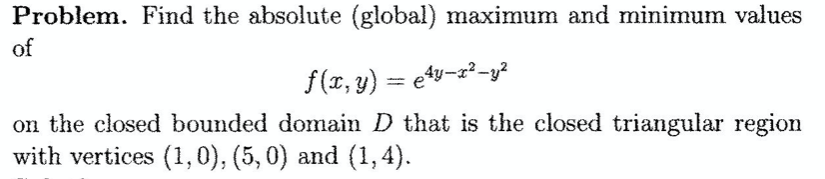 Solved find the absolute (global) maximum and minimum values | Chegg.com