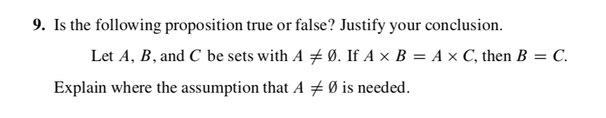 Solved 9. Is the following proposition true or false? | Chegg.com