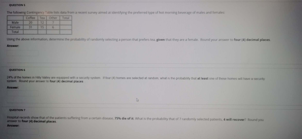 Solved QUESTIONS The following Contingency Table lists data | Chegg.com